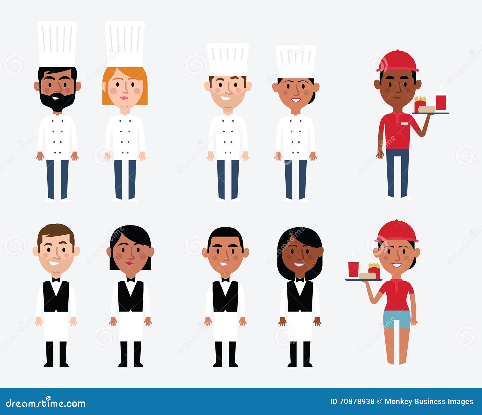 Illustration of Characters Depicting Catering Occupations Stock Vector ...