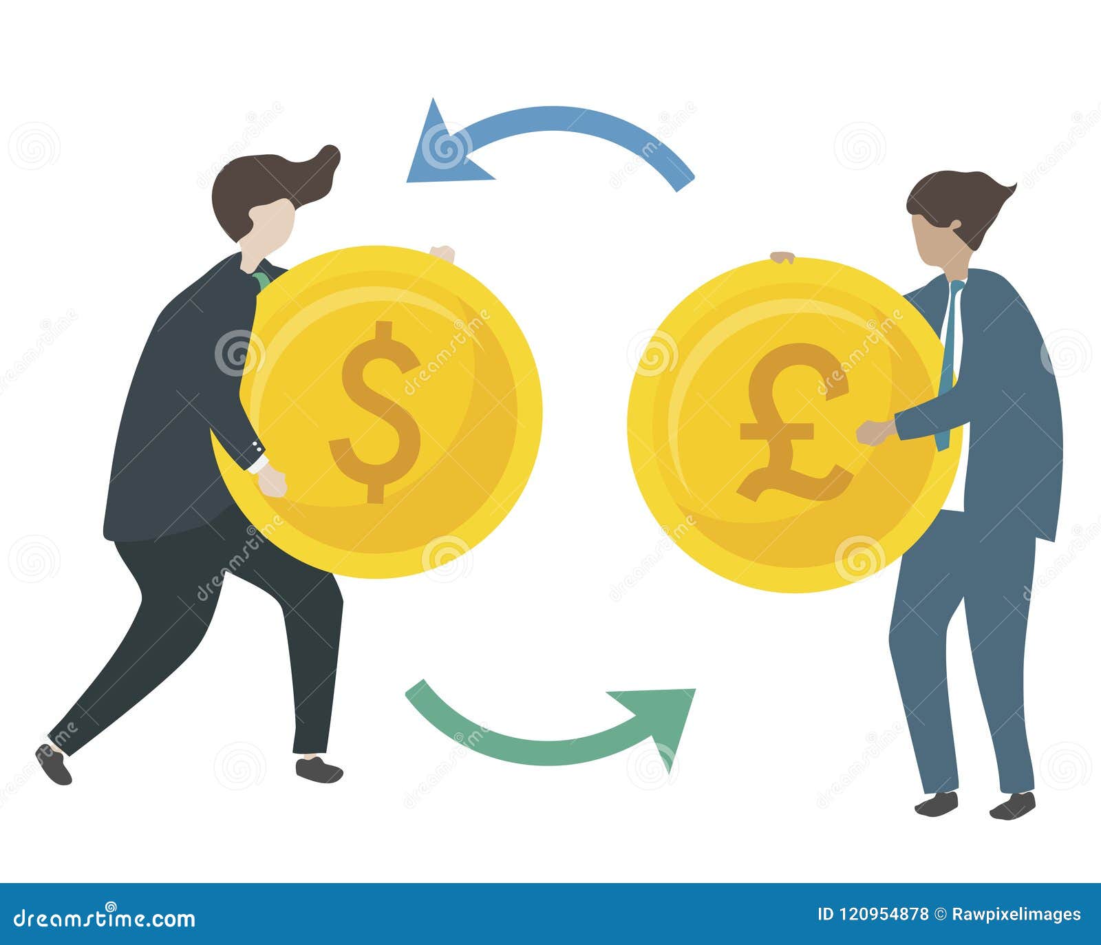 Illustration of Characters Exchanging Currency Stock Vector ...