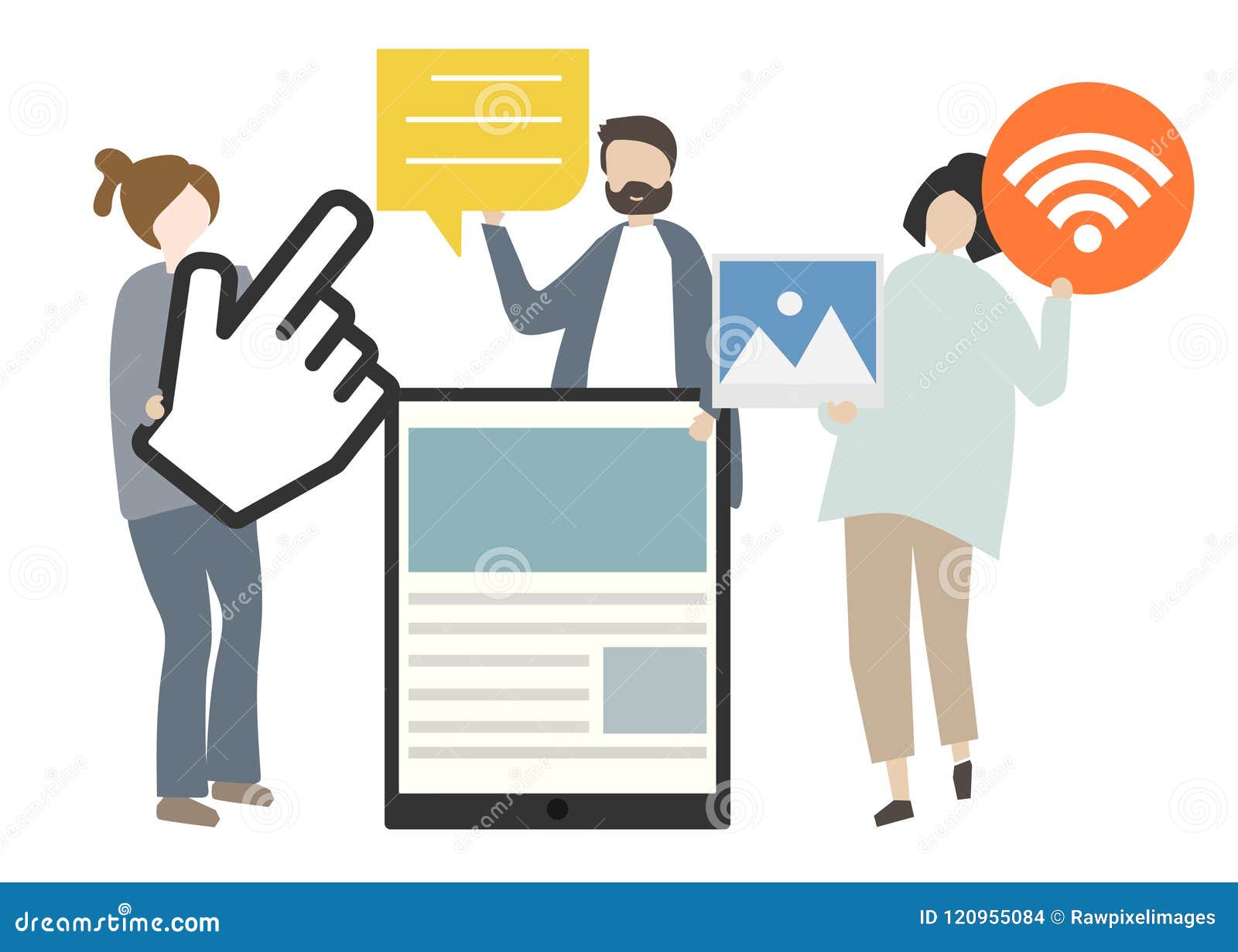 Illustration of Characters and Internet Concept Stock Vector ...