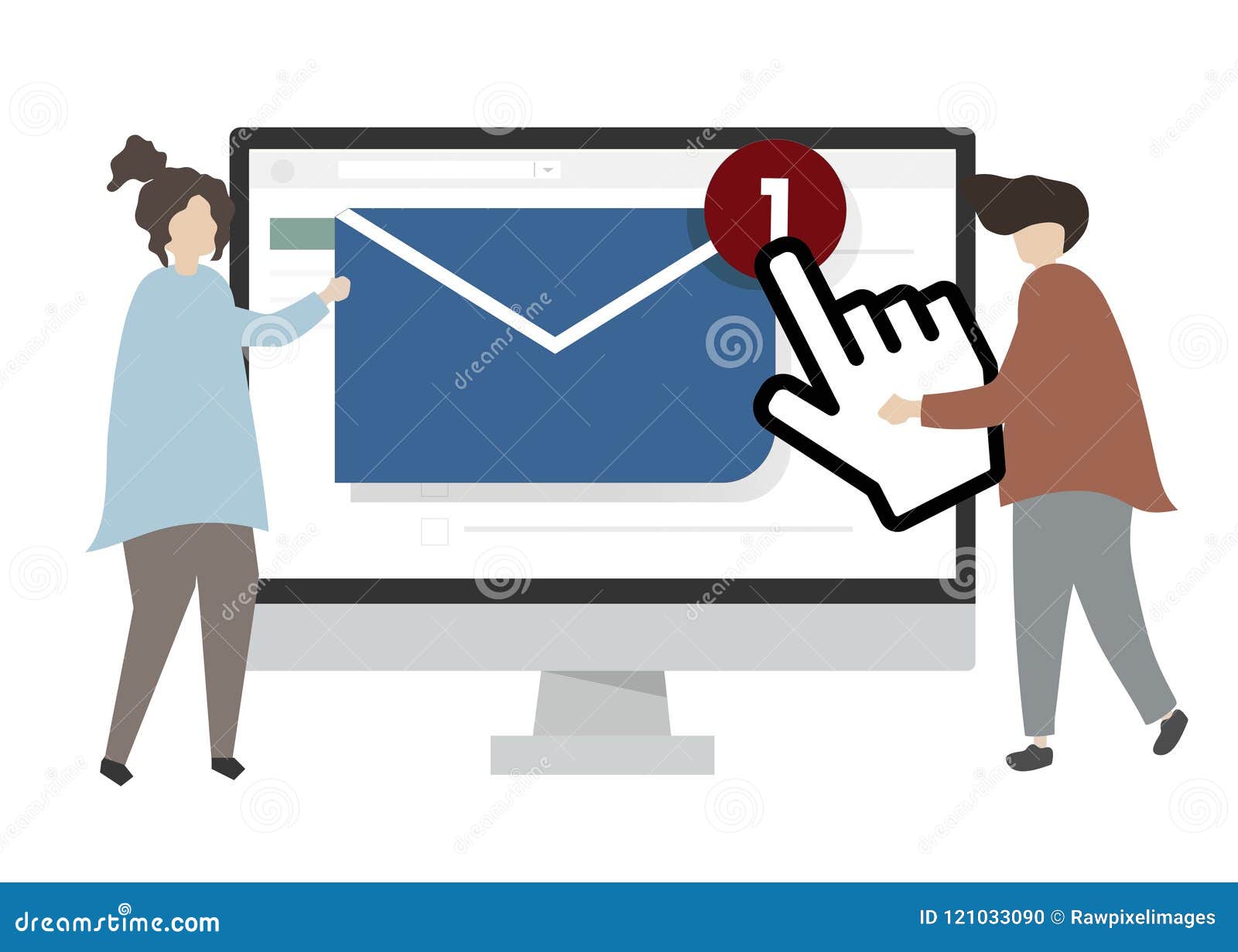 Illustration of Characters Sending an Email Stock Vector - Illustration ...