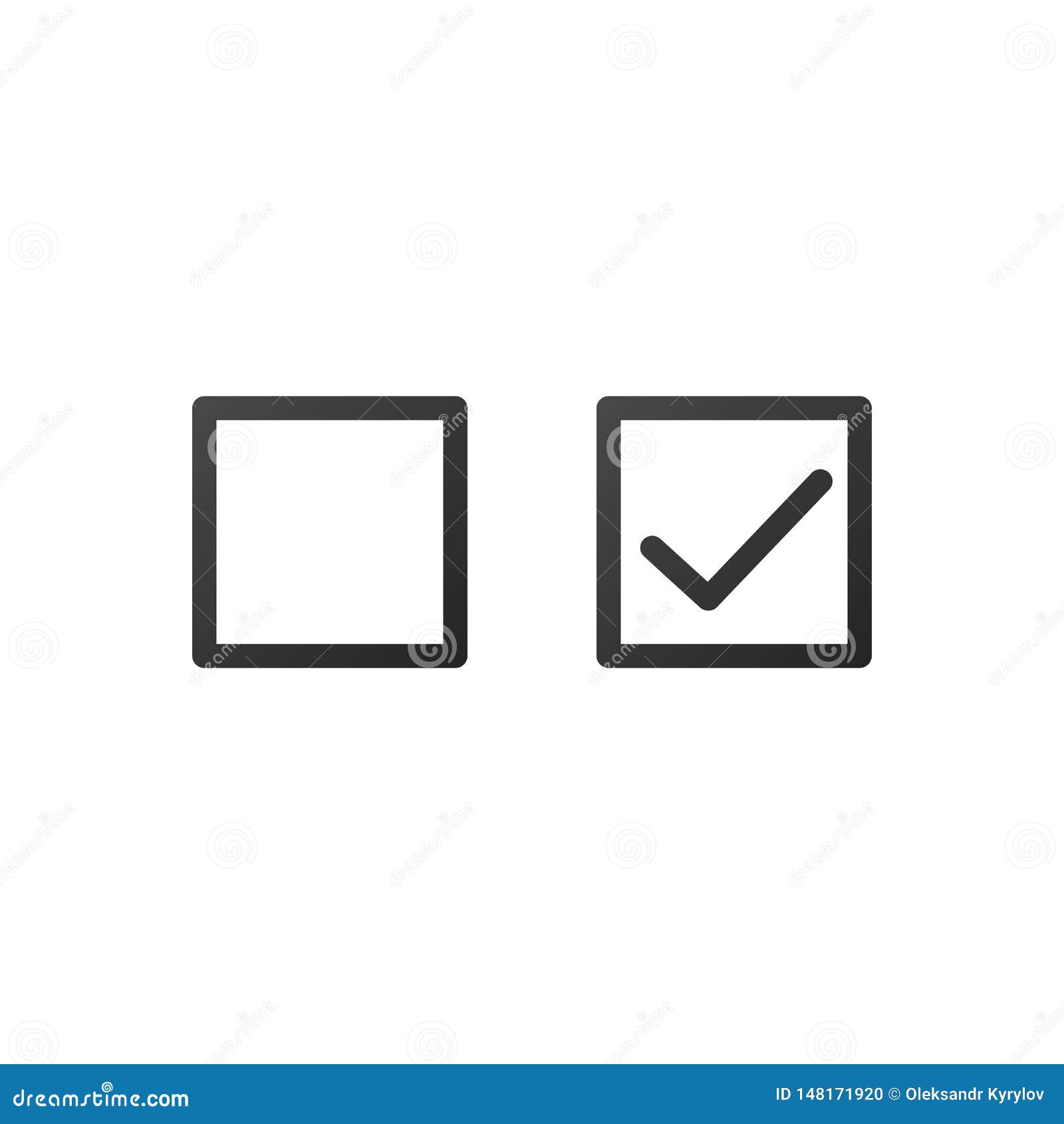 Illustration Of Check Mark Icon In Square And Blank Box, Vector ...