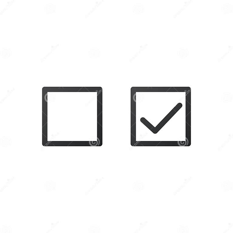 Illustration of Check Mark Icon in Square and Blank Box, Vector ...