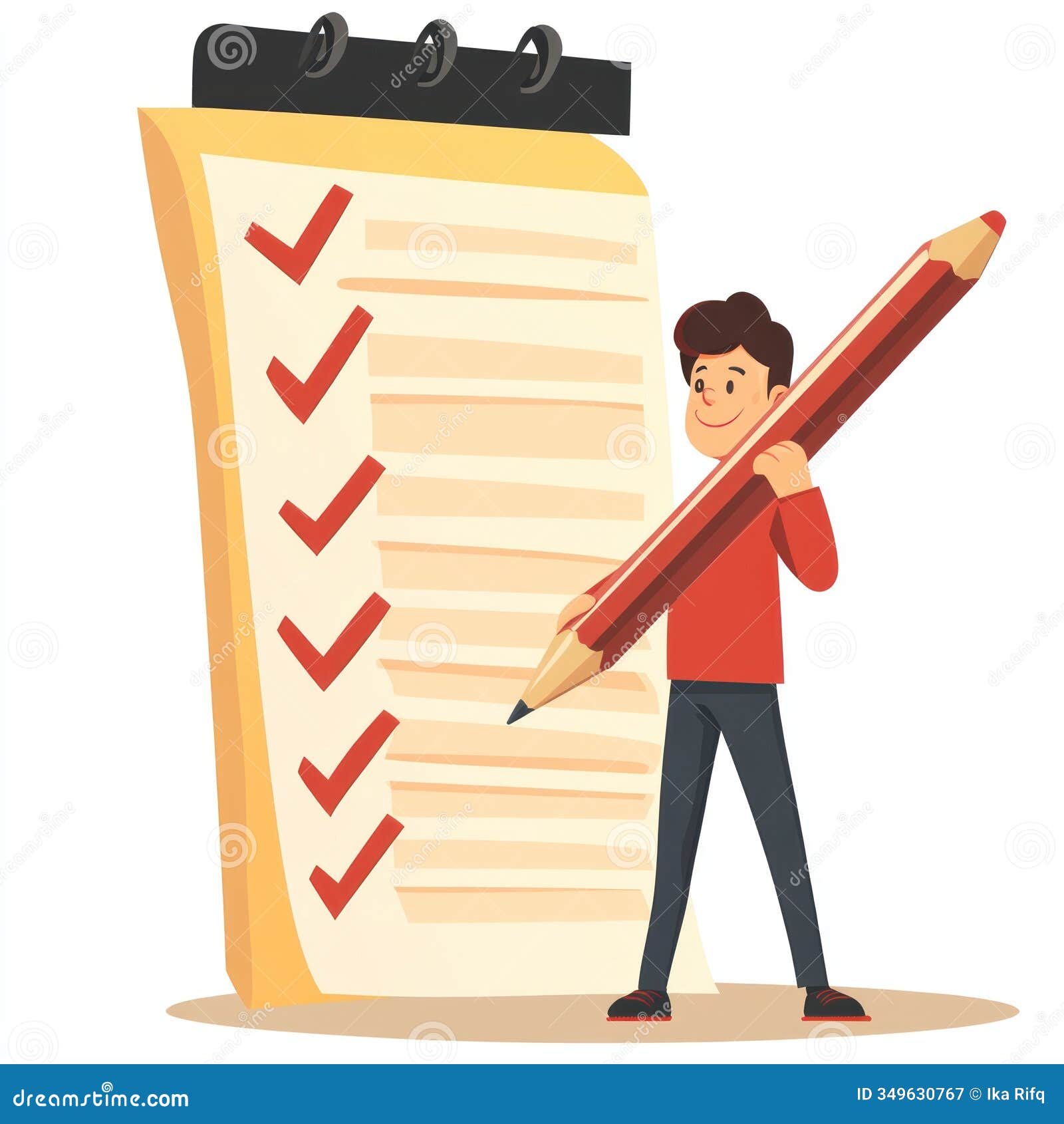 Man With Pencil Marking Completed Tasks On To-do List. Concept Of Time ...