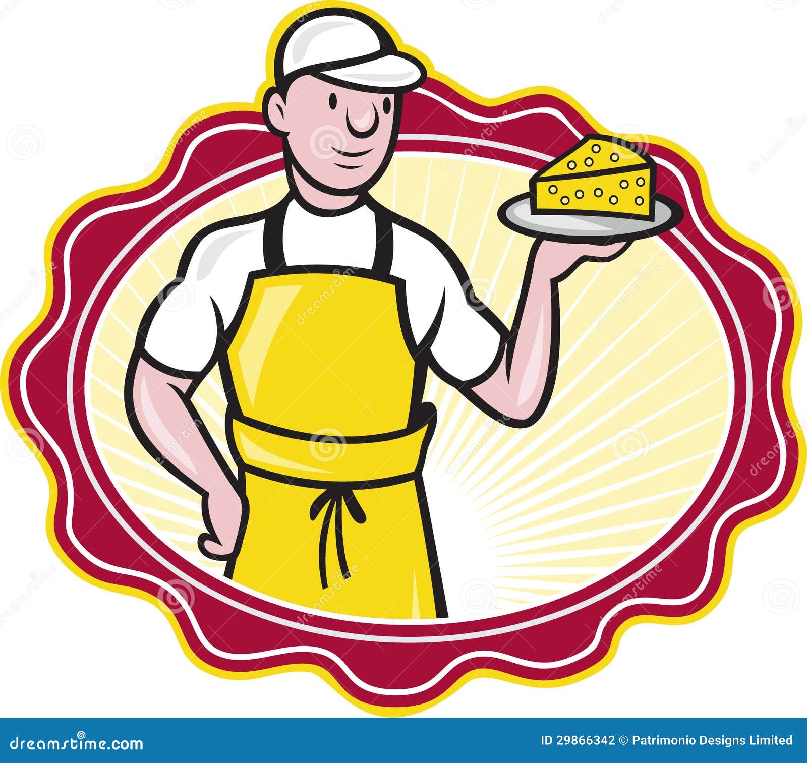 Cheesemaker Holding Big Cheese Wheel Isometric Illustration Cartoon ...