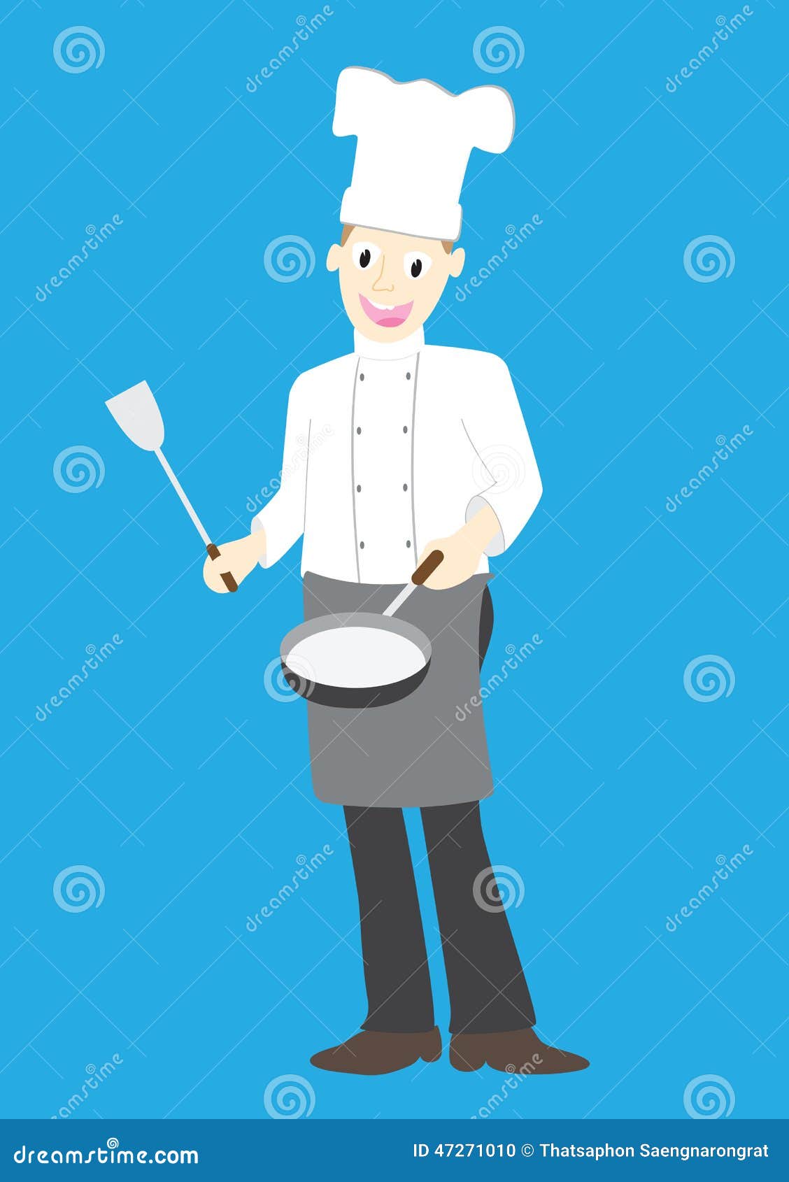 Illustration of a Chef on a Blue Background Stock Vector - Illustration ...
