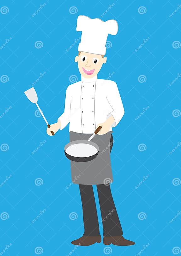 Illustration of a Chef on a Blue Background Stock Vector - Illustration ...