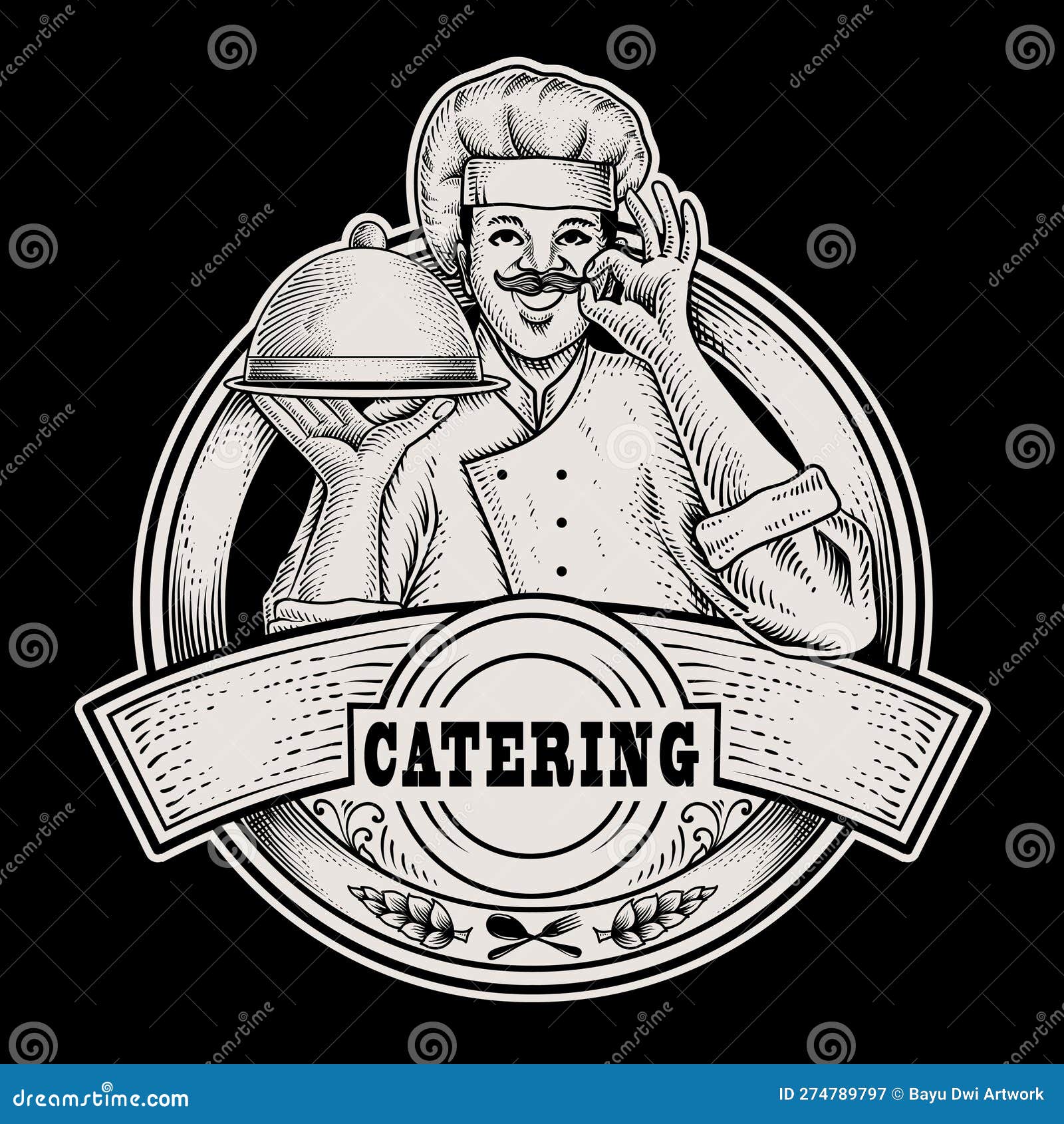Illustration Chef Catering Vintage Logo Stock Illustration ...