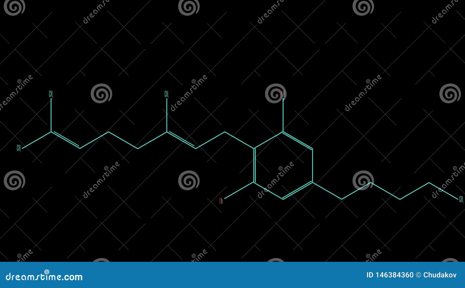 Cannabigerol CBG - Structural Chemical Formula And Molecule Cartoon ...