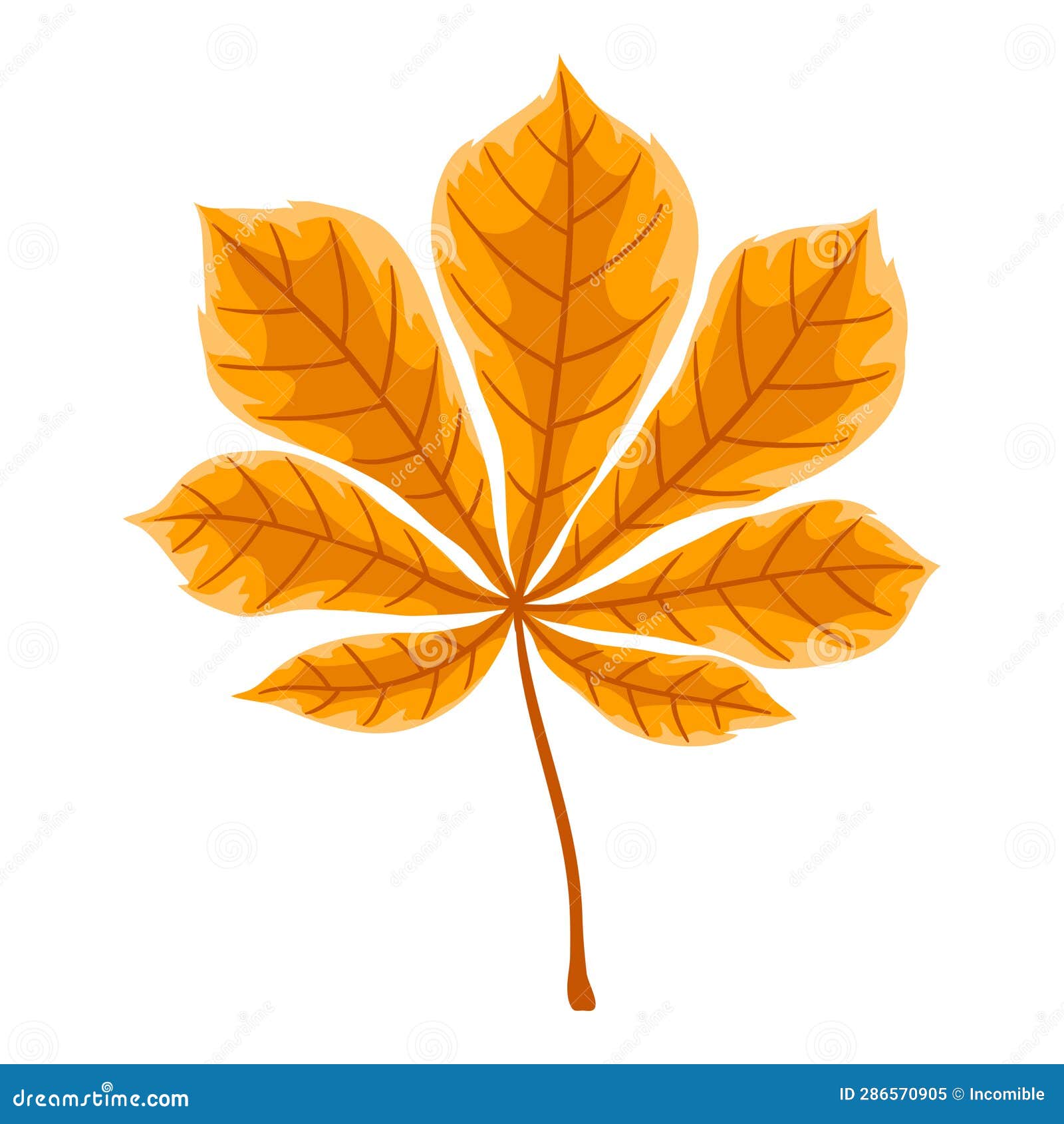 Illustration of Chestnut Leaf. Decorative Autumn Foliage. Stock Vector ...