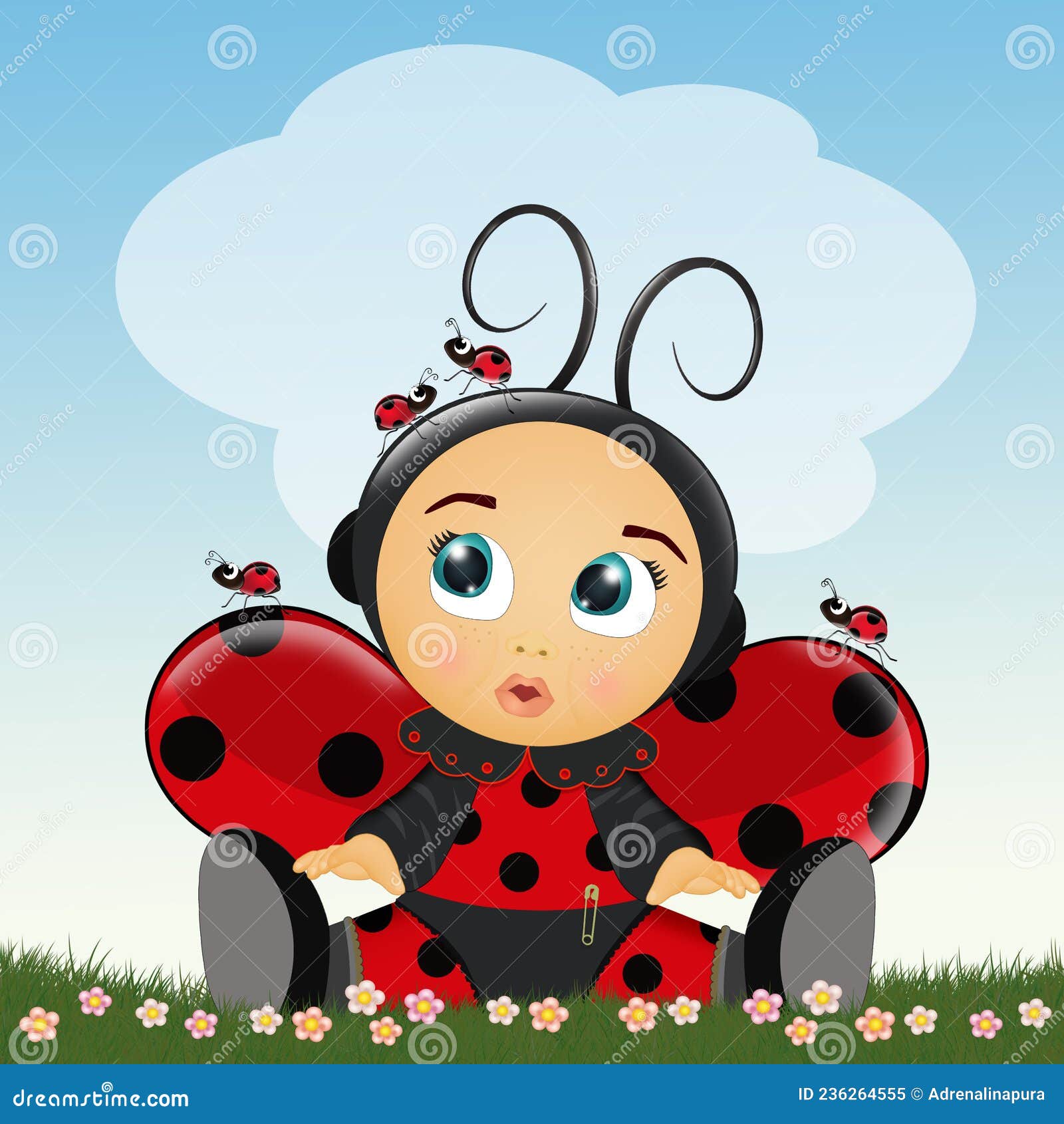 Illustration of the Child in the Ladybug Costume Stock Illustration ...