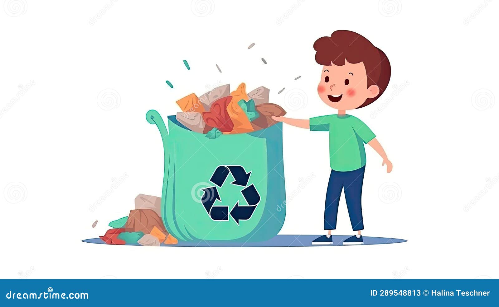 Sad Child Throwing Away Broken Mobile Phone In Trash Can Illustration ...