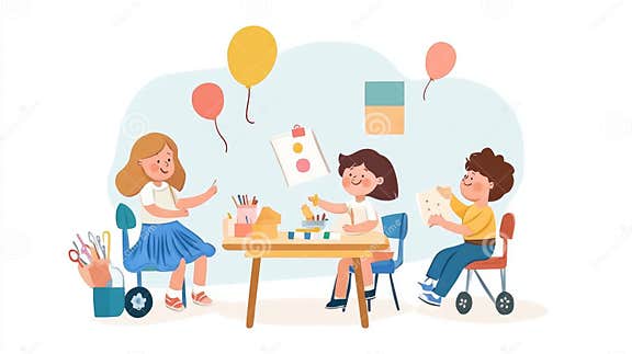 Children with Different Abilities Enjoying Arts and Crafts Stock ...