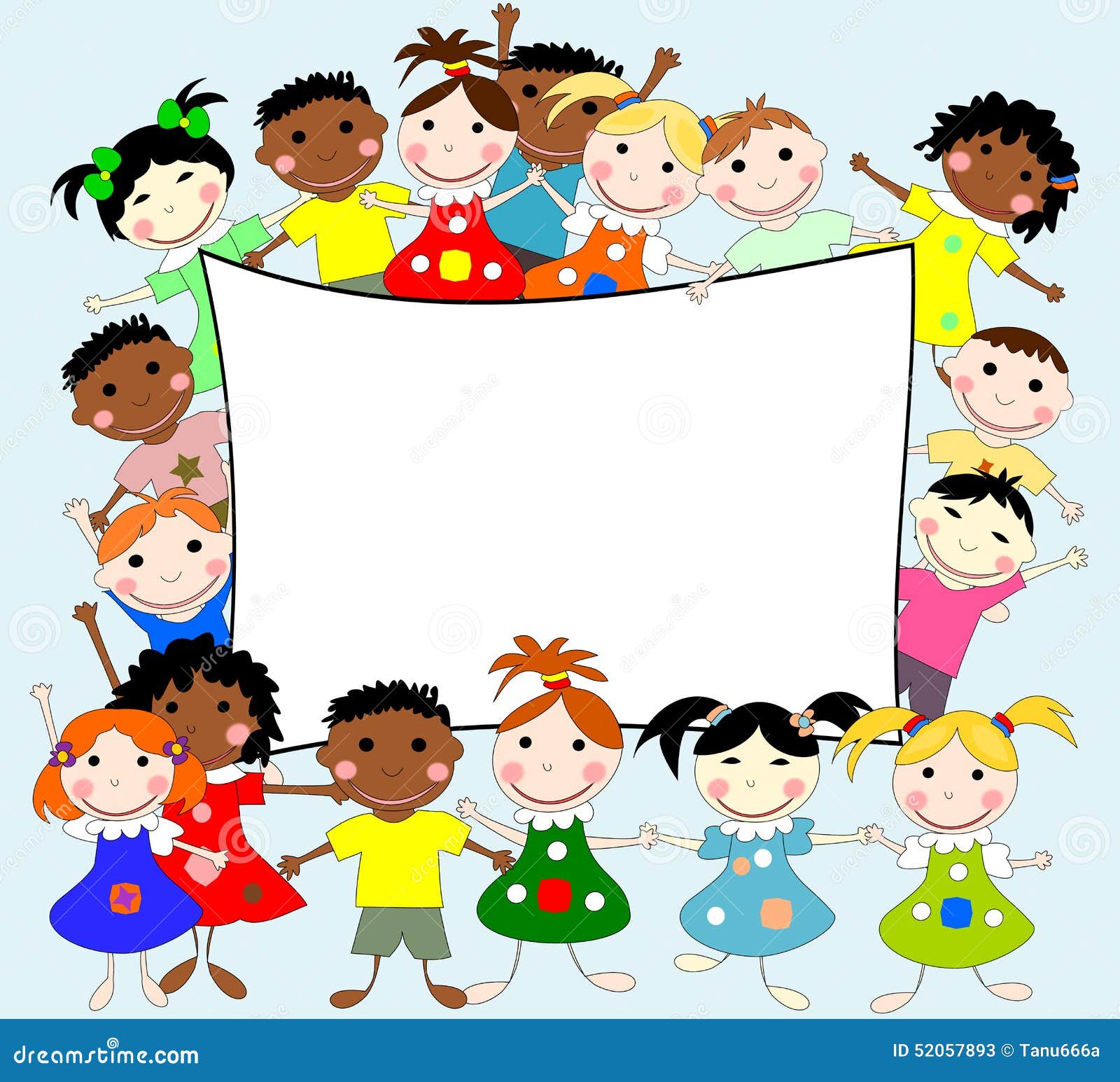 Illustration Of Children Of Different Races Behind A Banner Royalty ...