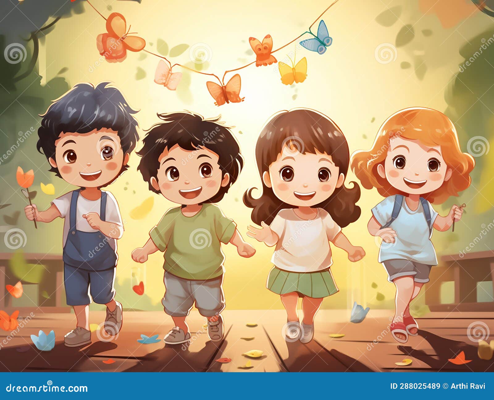 Illustration of Children Doing Various Playtime Stock Illustration ...