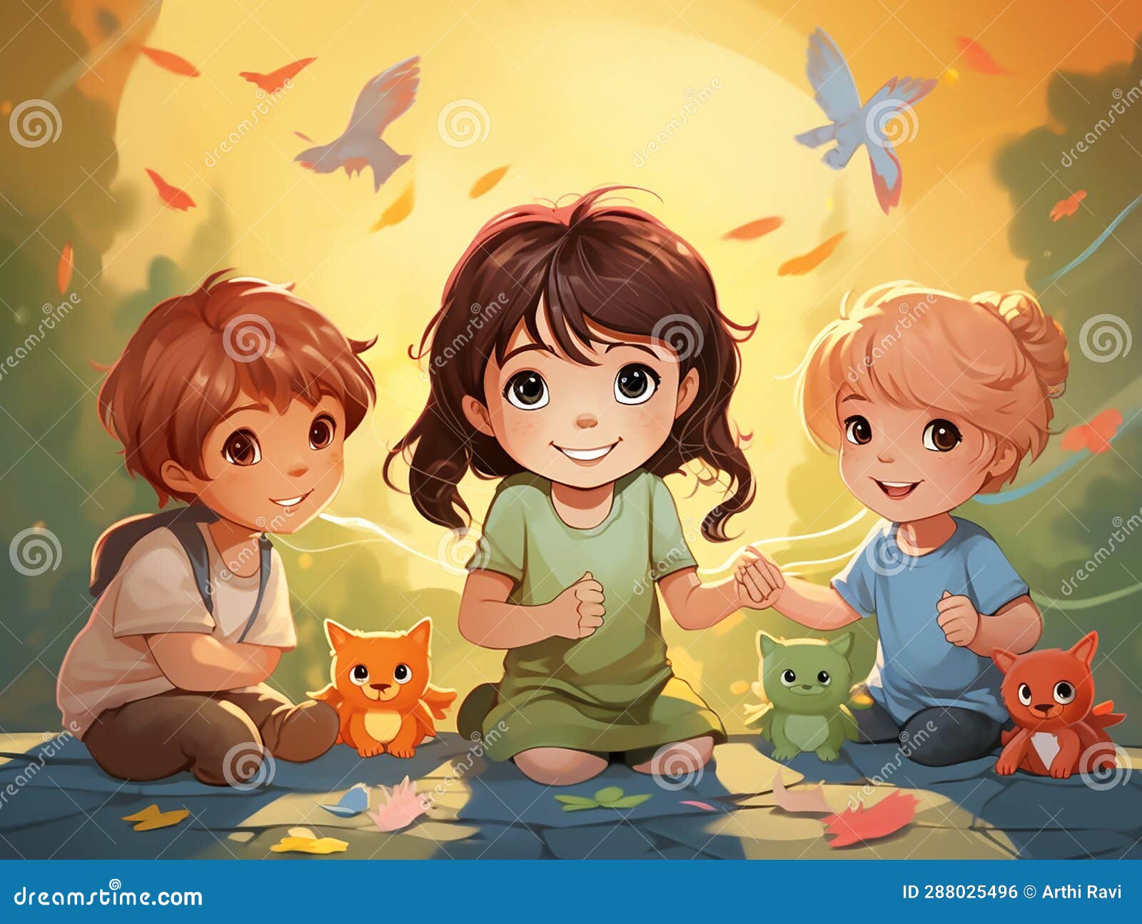 Illustration Of Children Doing Various Playtime Stock Photography ...