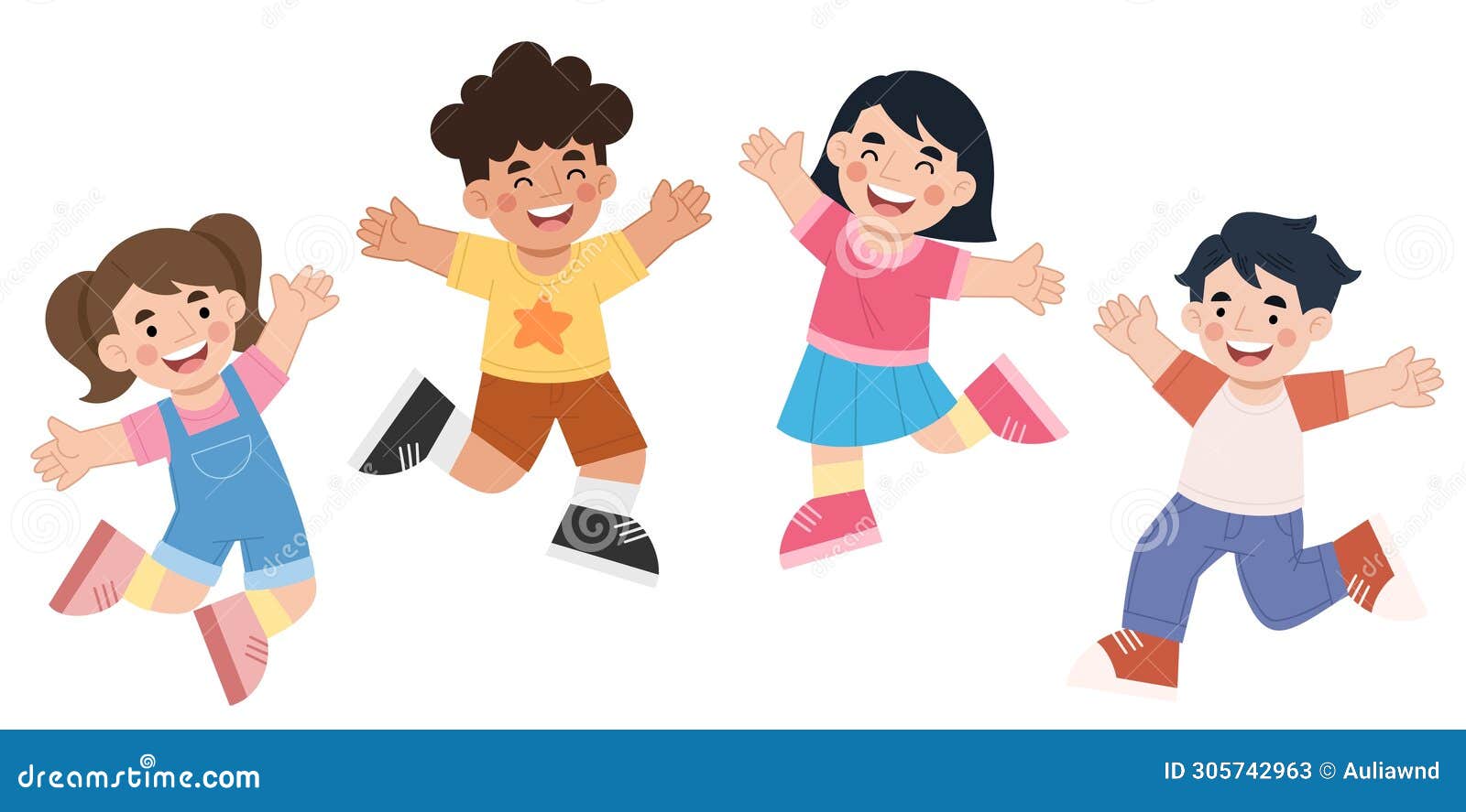 Illustration of Children Jumping High Feeling Happy Stock Illustration ...