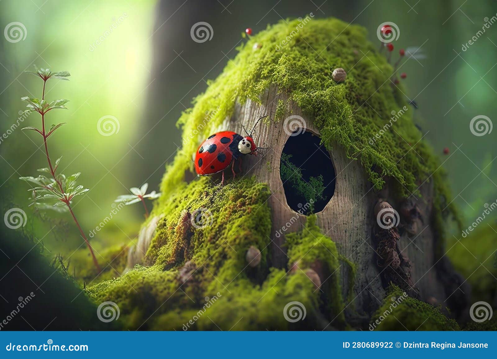 - Illustration for Children about a Ladybug in a Fairy Forest D ...