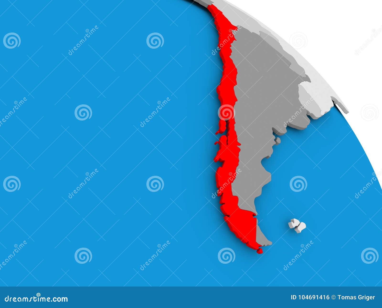 Chile in red on map stock illustration. Illustration of asian - 104691416