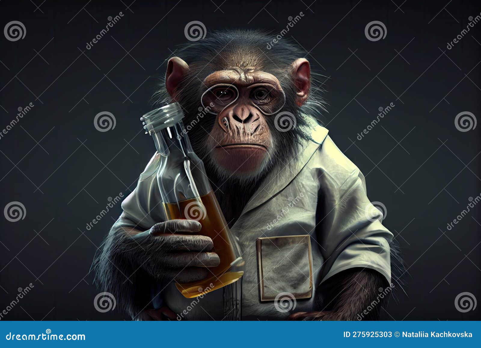 Chimpanzee Dressed in a Lab Coat Stock Illustration - Illustration of ...