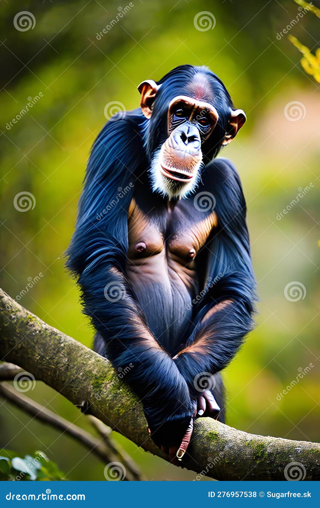Illustration of Chimpanzee in Natural Habitat Stock Illustration ...