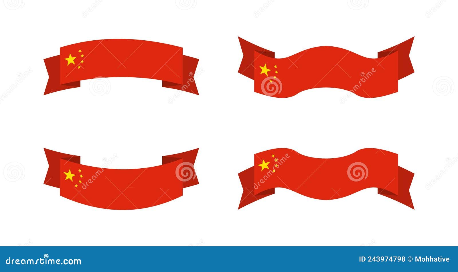 Illustration of a China Flag with a Ribbon Style. China Flag Vector Set ...