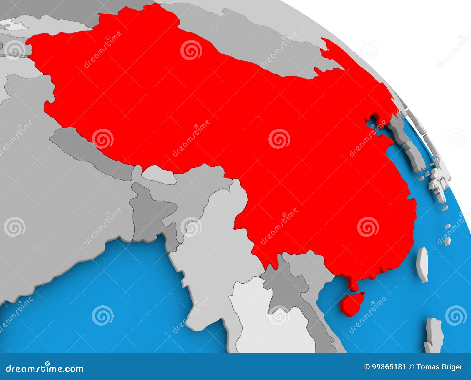 China in red on map stock illustration. Illustration of asian - 99865181