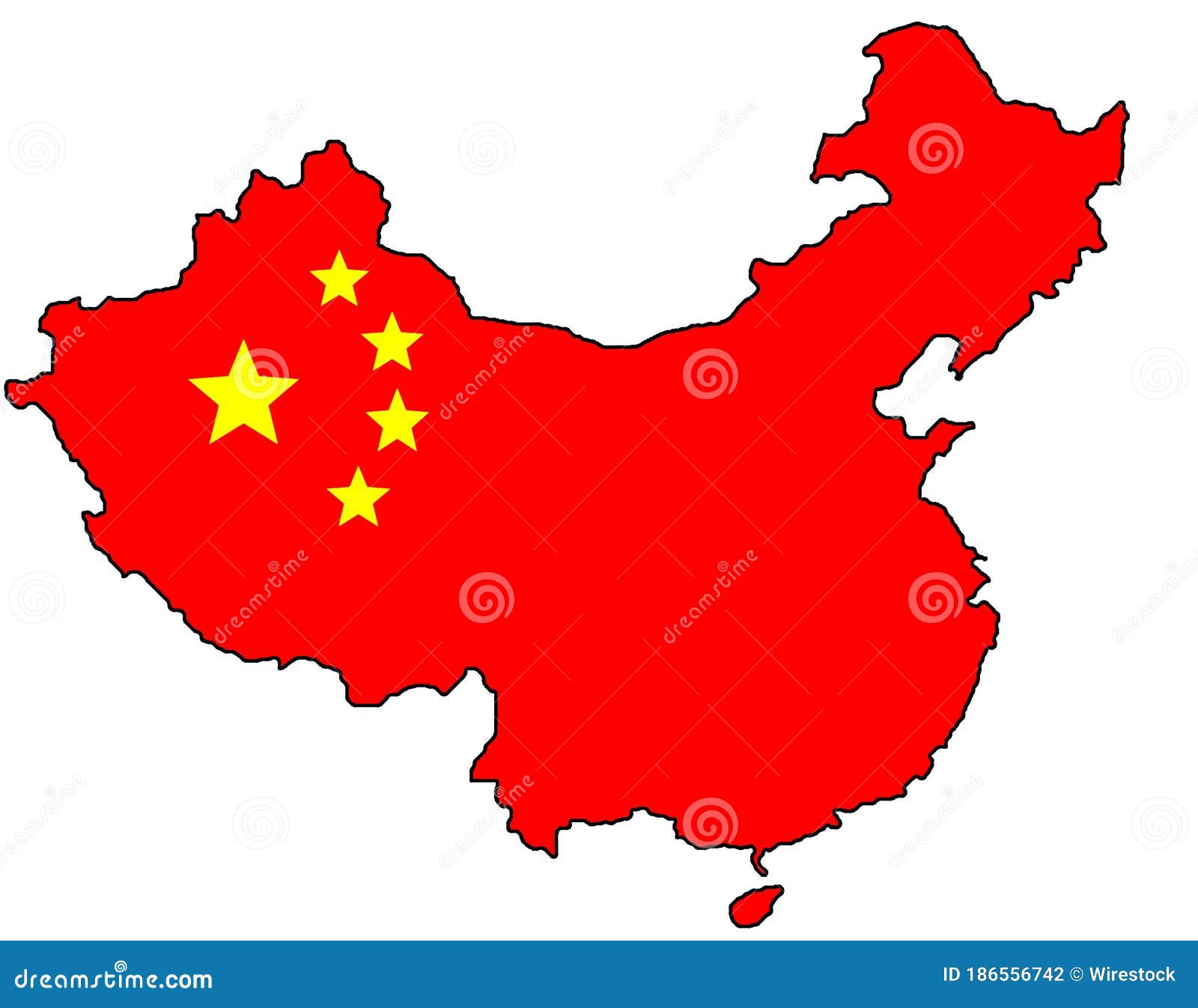 Illustration of China S Flag and Map Isolated on a White Surface Stock ...