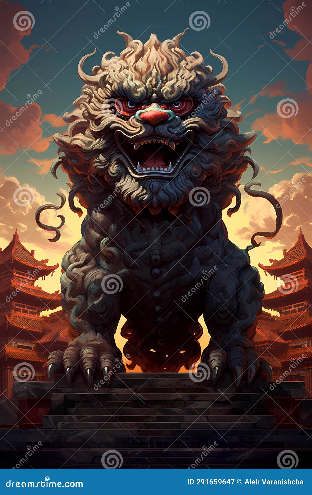 Illustration of the Chinese Guards Leo Stock Image - Image of card ...