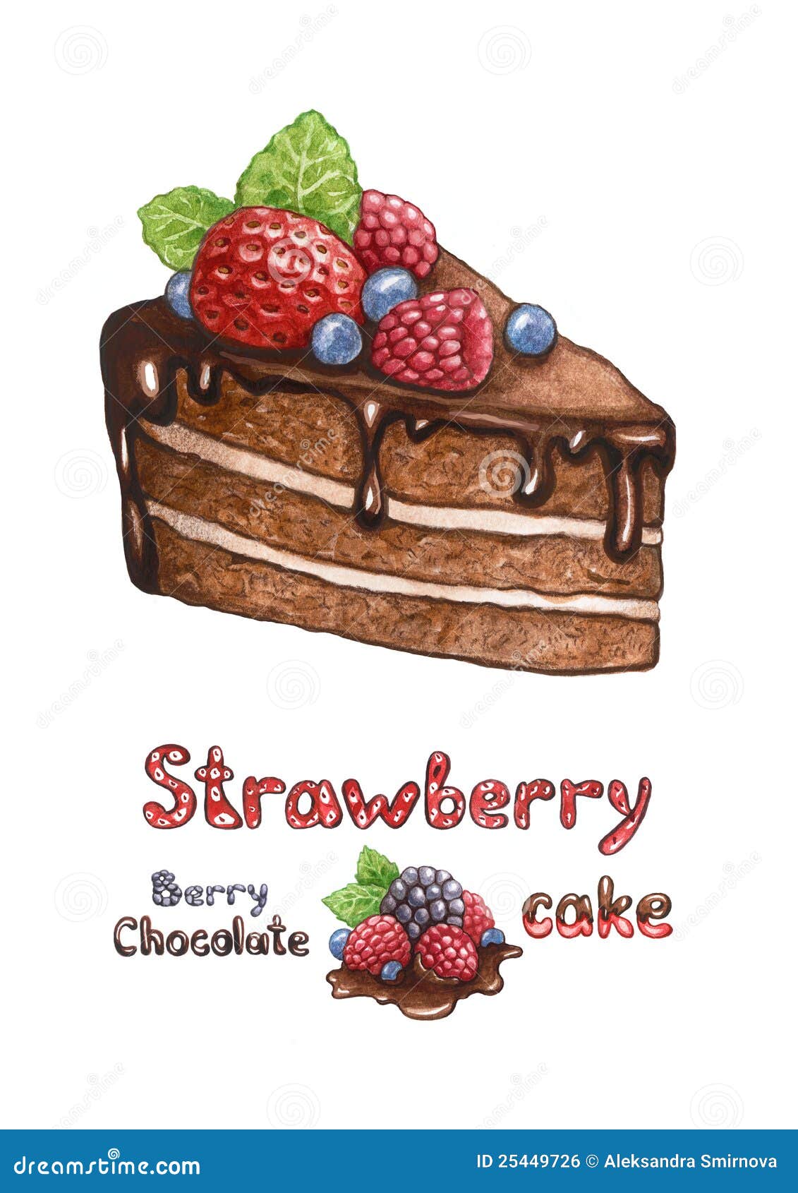 Illustration of Chocolate Cake with Berries Stock Illustration ...