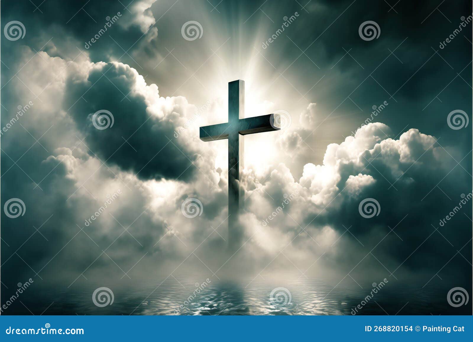 Christian Cross In Heavenly Wallpaper With Ethereal Digital