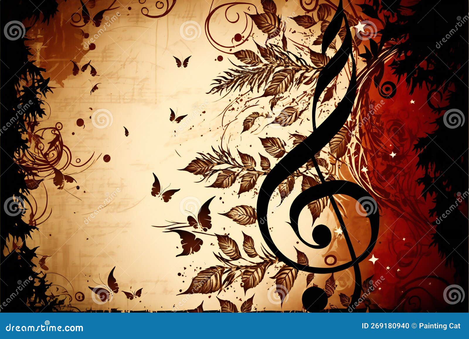 Christmas Background Decorated with Music Notes, Abstract Background ...