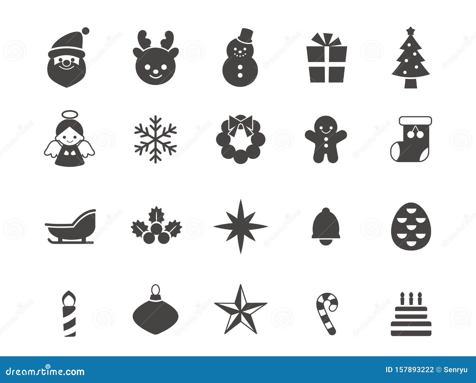 Christmas icon set1 stock vector. Illustration of black - 157893222