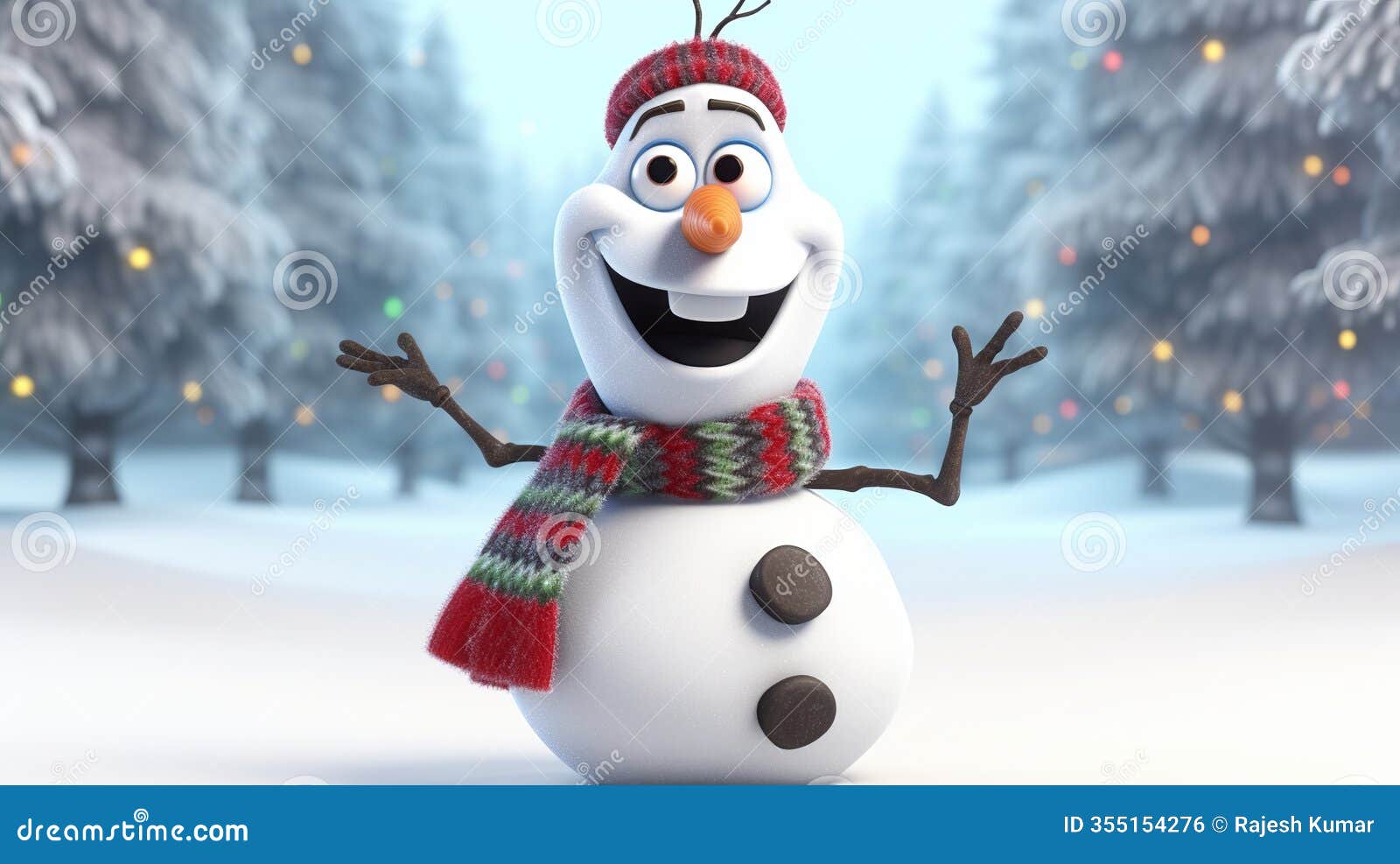 Illustration of Christmas Olaf Cute Smiling Olaf with, Generative Ai ...