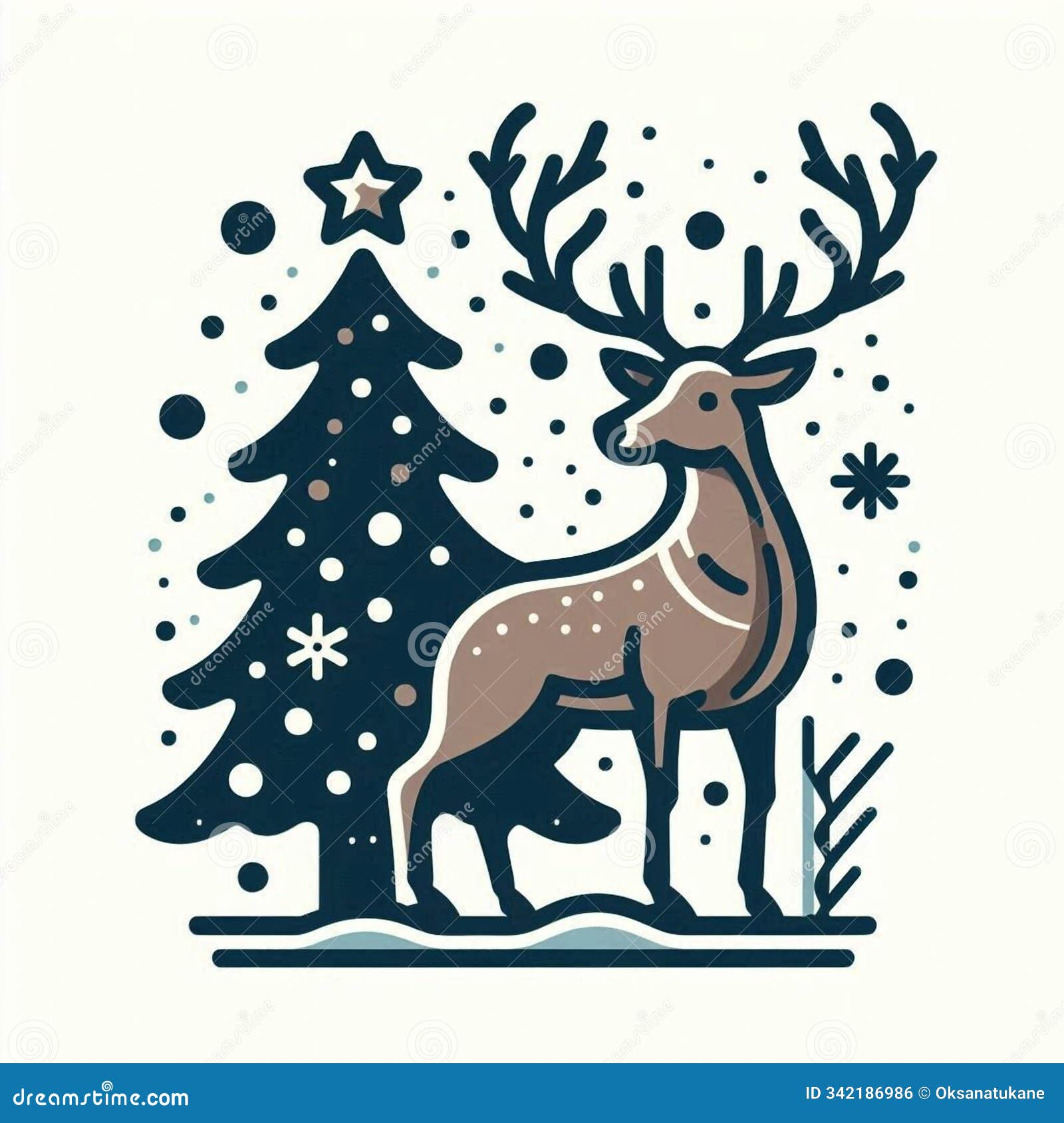 Illustration of Christmas Stag in the Woods Stock Illustration ...