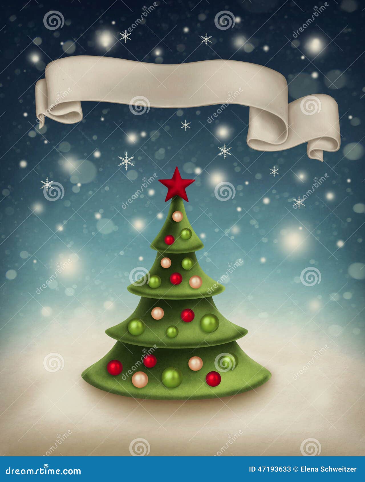 Illustration with Christmas Tree Stock Illustration - Illustration of ...
