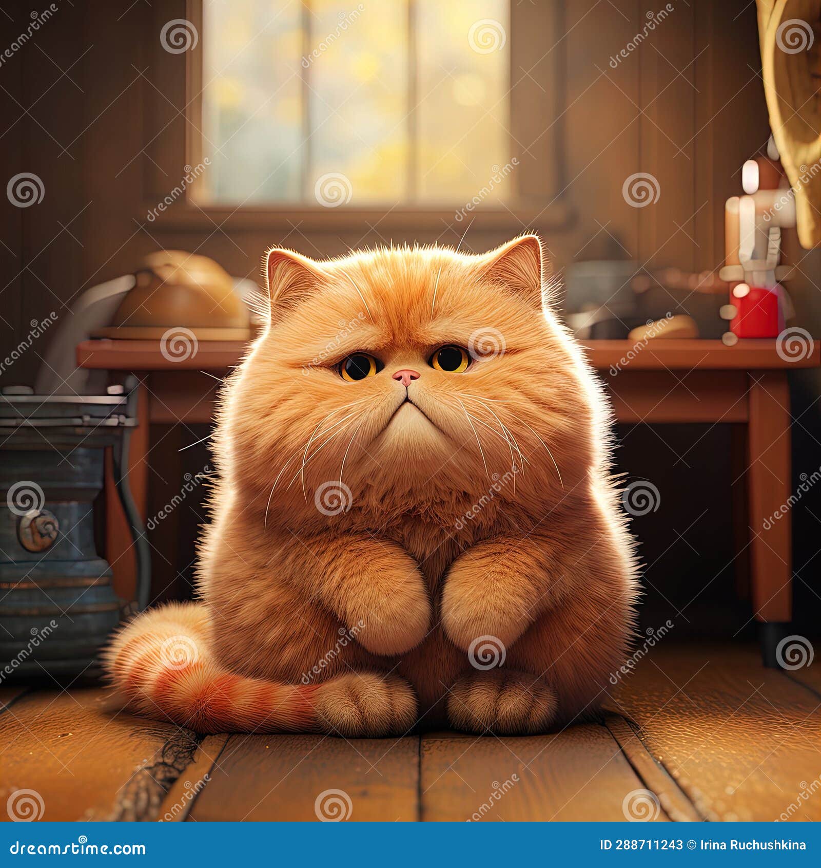 Illustration of a Chubby Cartoon Cat Stock Illustration - Illustration ...