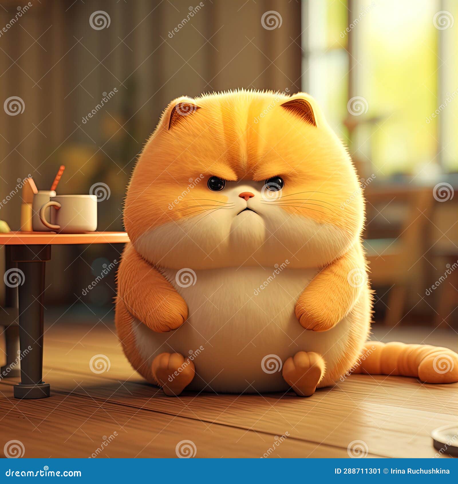 Illustration of a Chubby Cartoon Cat Stock Illustration - Illustration ...