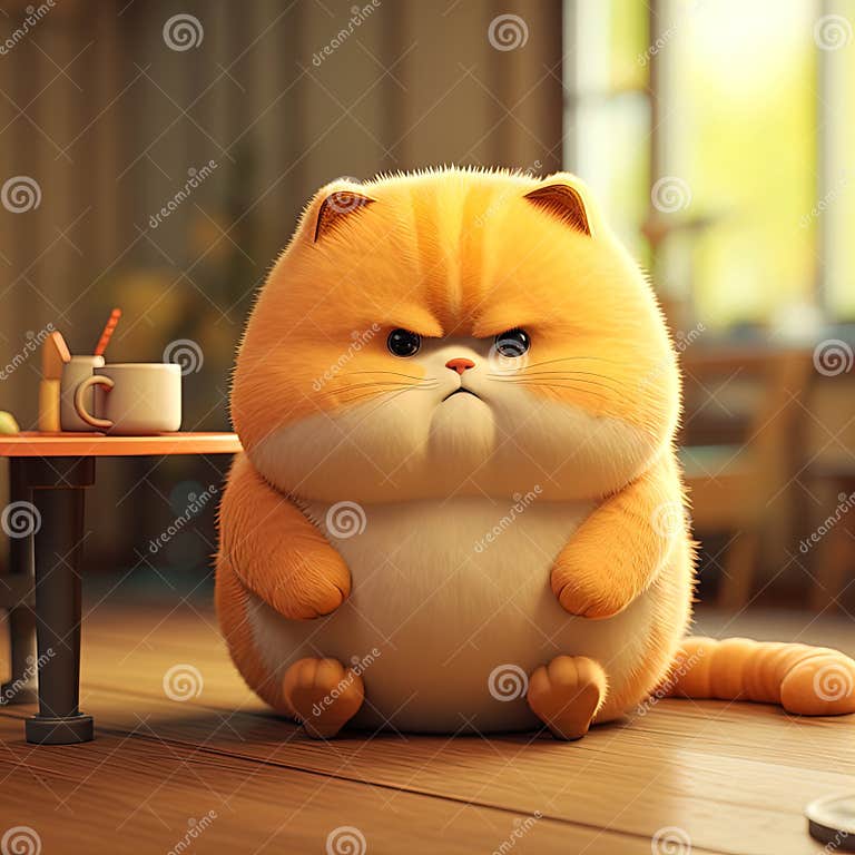 Illustration of a Chubby Cartoon Cat Stock Illustration - Illustration ...
