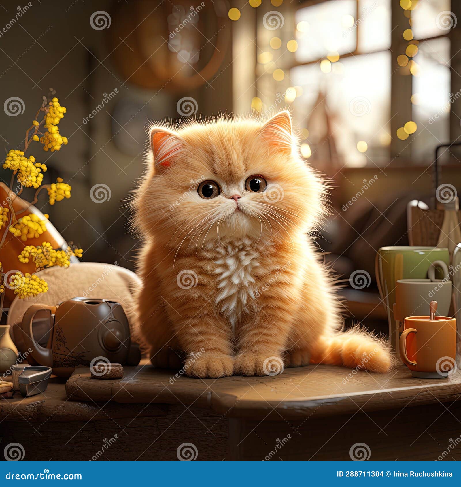 Illustration of a Chubby Cartoon Cat Stock Illustration - Illustration ...