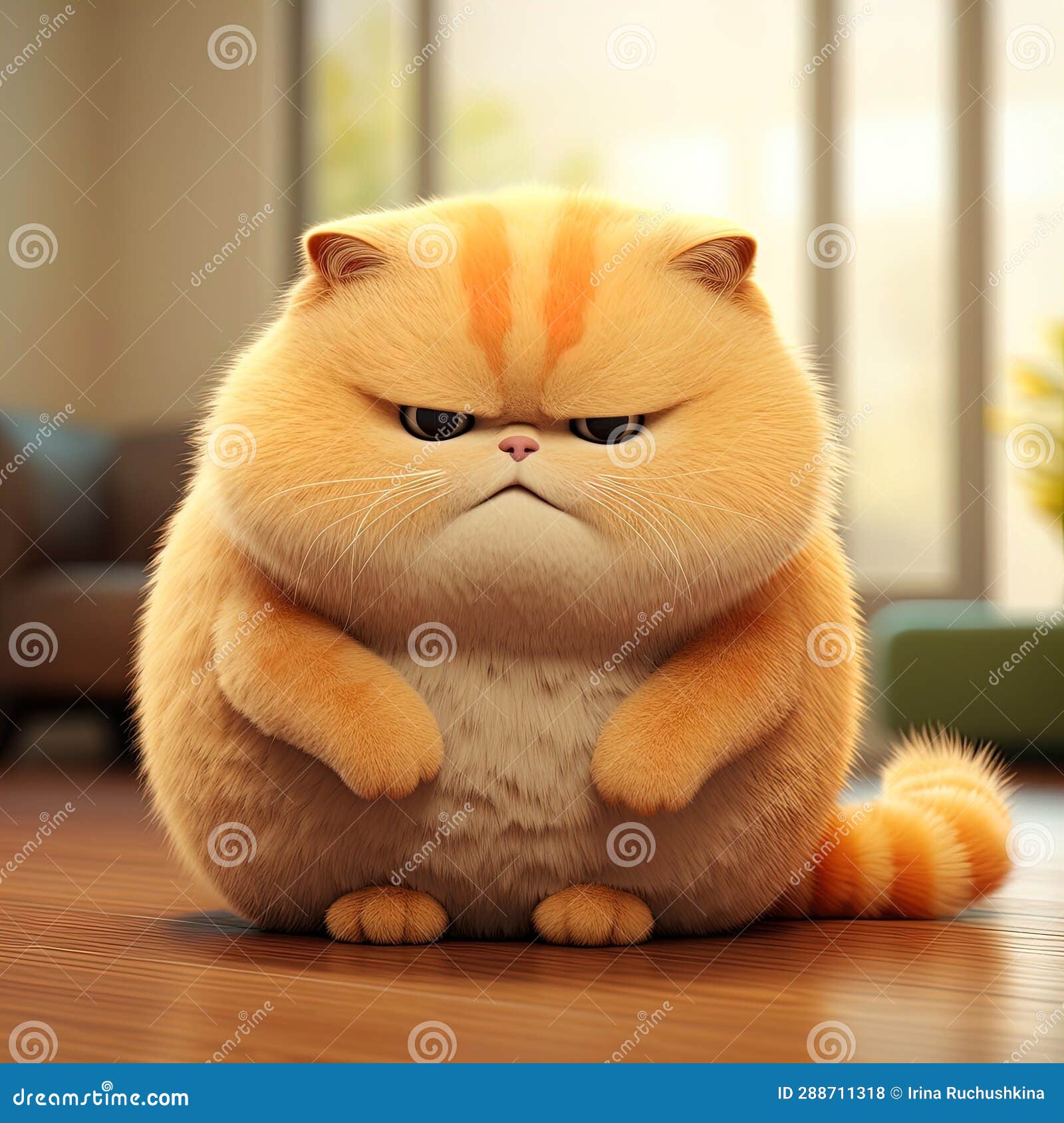 Illustration of a Chubby Cartoon Cat Stock Illustration - Illustration ...