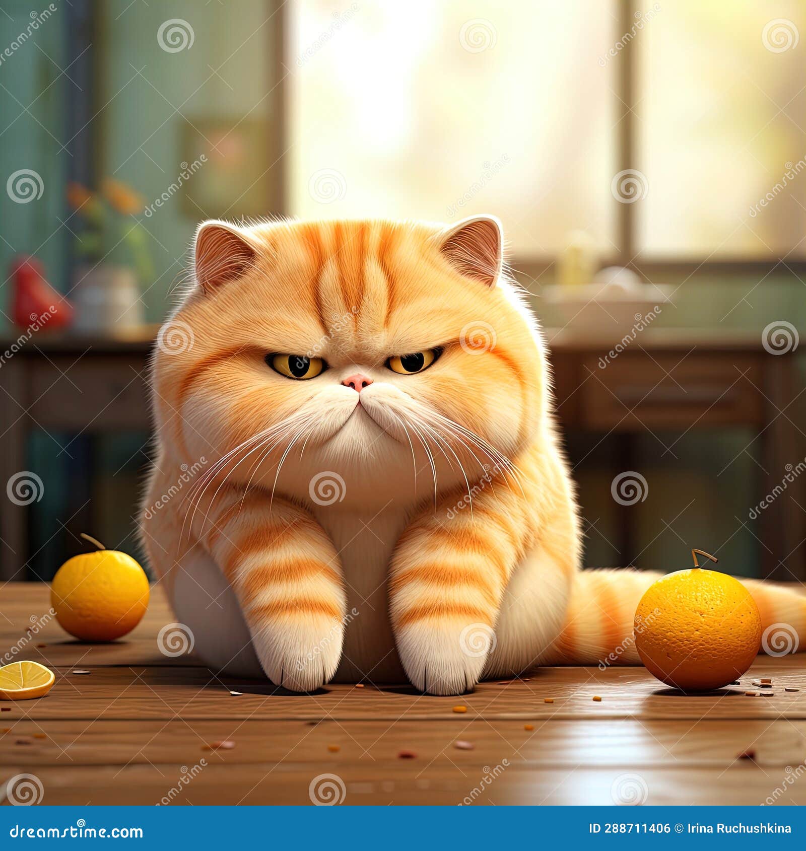 Illustration of a Chubby Cartoon Cat Stock Illustration - Illustration ...
