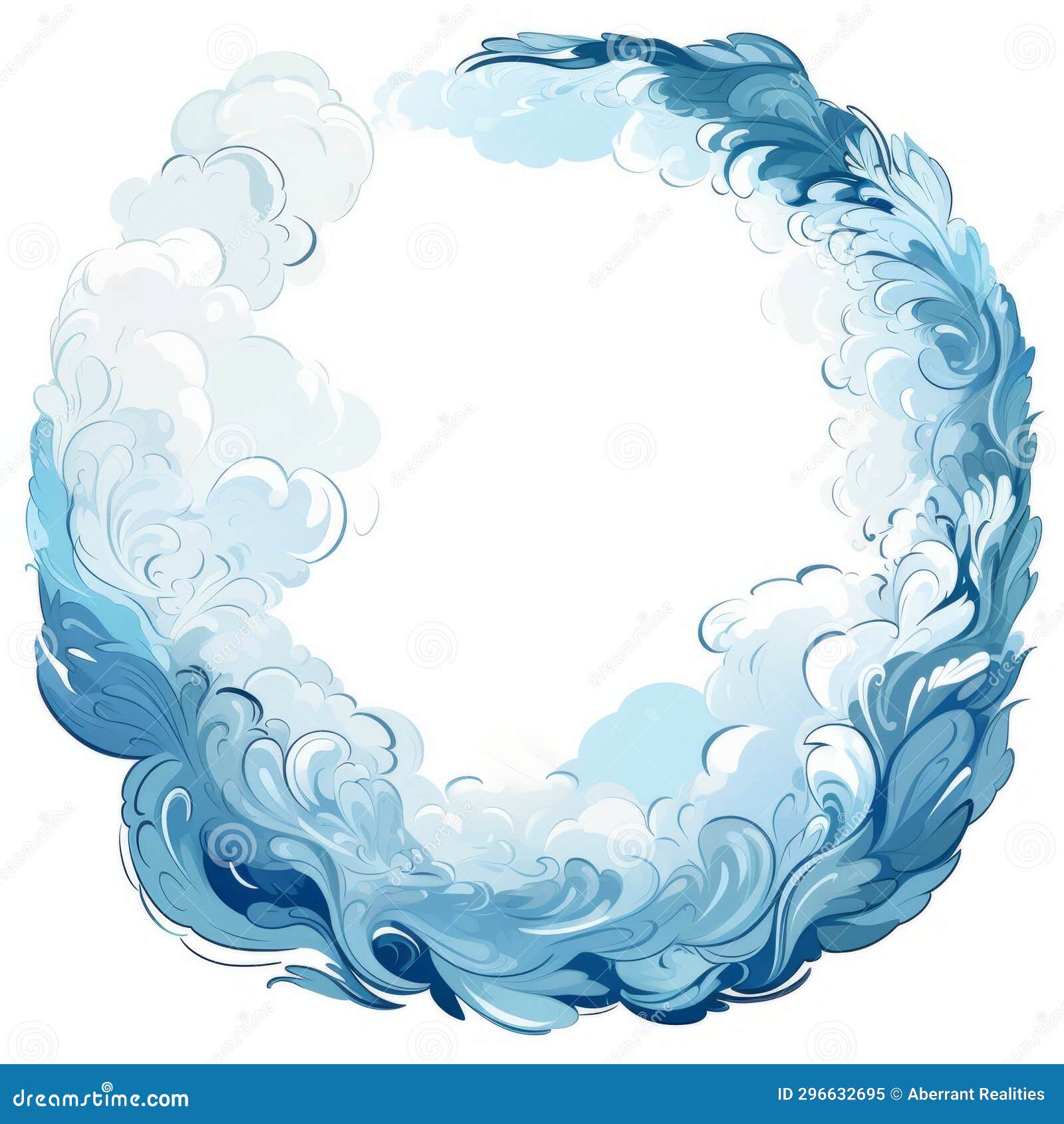 An Illustration of a Circle with Waves and Clouds Stock Illustration ...