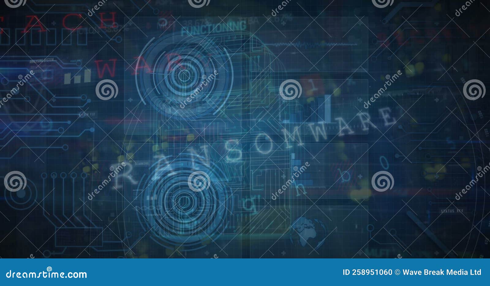 Illustration of Circuit Board Texture in Padlock with Padlock, Text ...