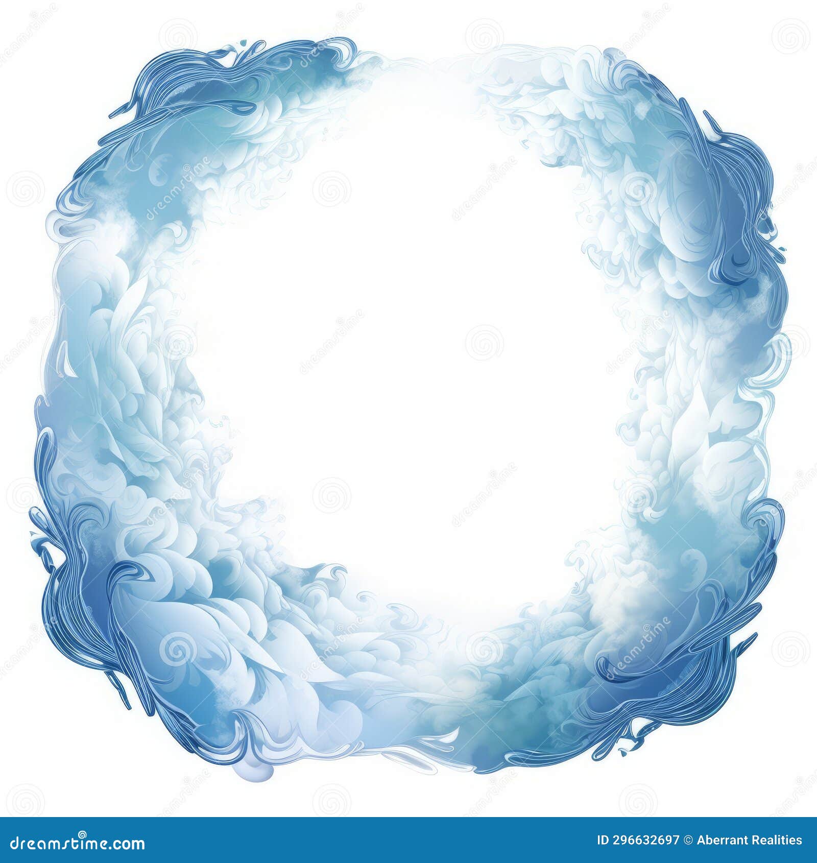 An Illustration of a Circular Frame Made of Blue Clouds Stock ...