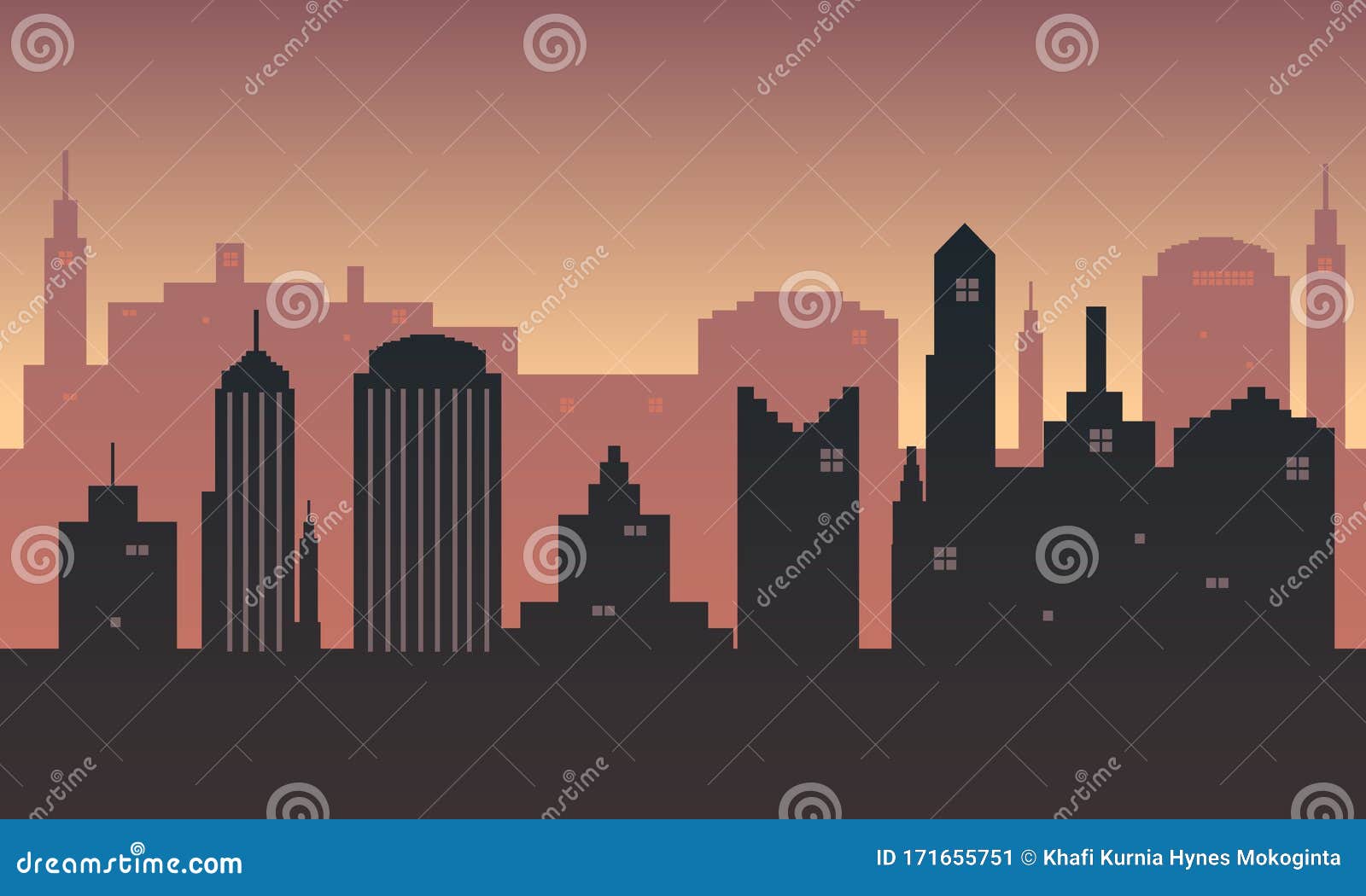 Illustration of the City in the Afternoon on the Building Stock ...