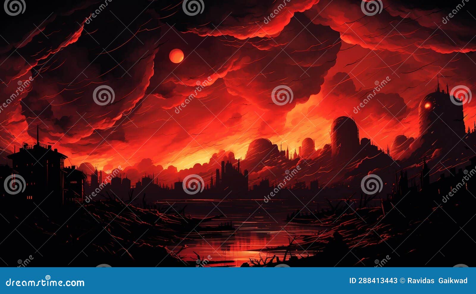 An Illustration of the City after the Apocalypse at Sunset AI Generated ...