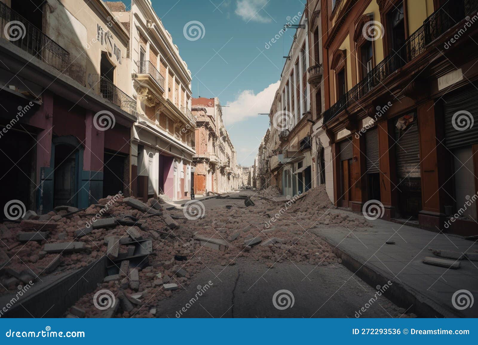 Illustration of a City Damaged by a Powerful Earthquake Stock ...