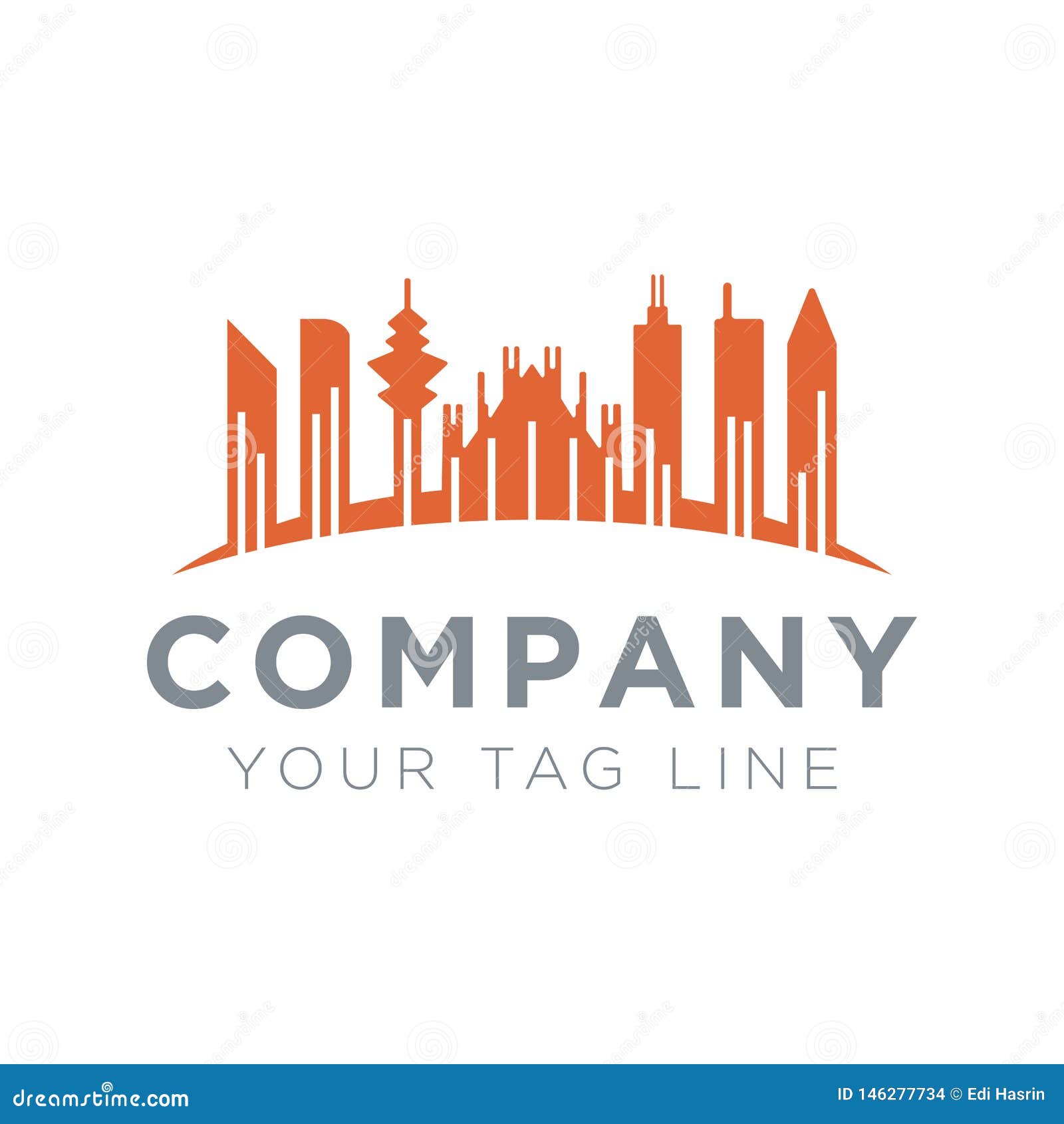 Illustration of a City Logo with a Tall Peak Tower Stock Vector ...