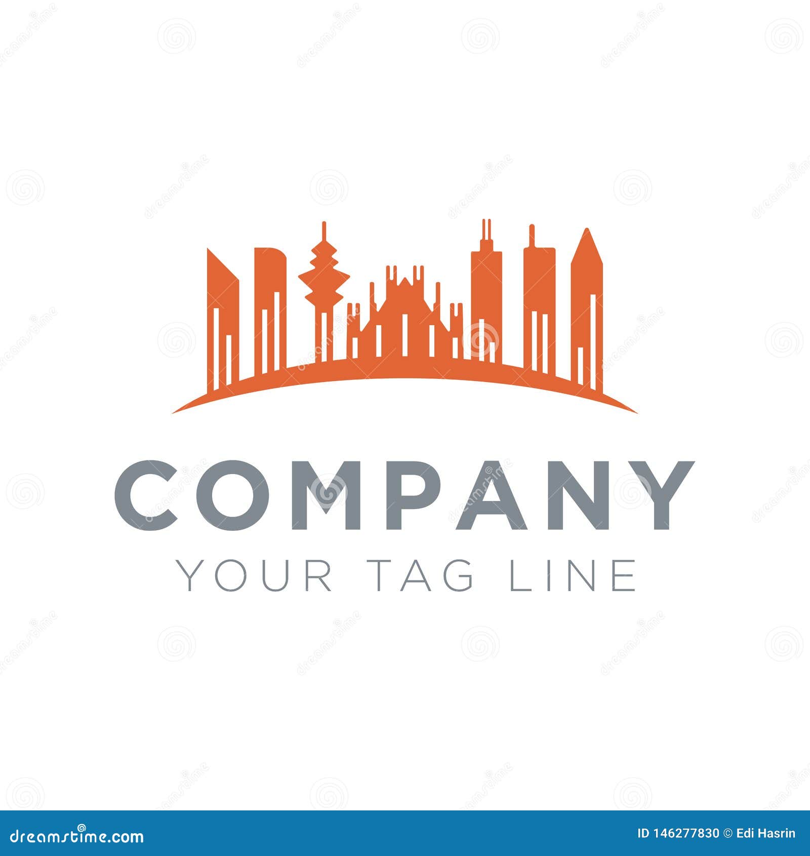 Illustration of a City Logo with a Tall Peak Tower Stock Vector ...