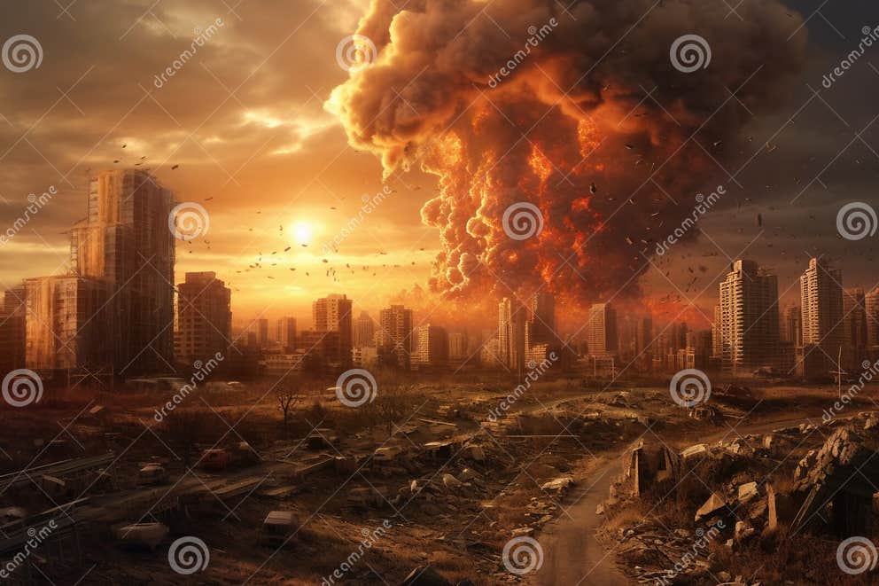 Desolate Cityscape after Nuclear Strike, Generative AI Stock ...